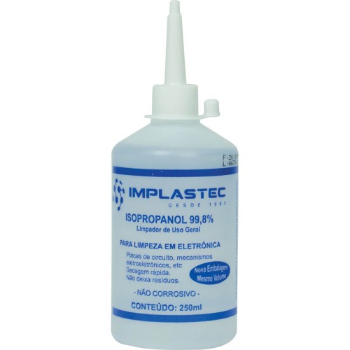 Álcool Isopropílico Isopropanol Implastec 250ml Álcool Isopropílico Isopropanol Implastec 250ml